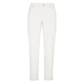 Brunello Cucinelli Homme, Pantalons, Blanc, Taille: L Pantalon Blanc Style &Eacute;l&eacute;gant