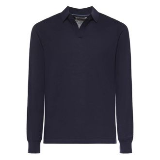 MC2 Saint Barth Polo Shirt Cotton Long Sleeves - - Tops - Herren - Blau - 3XL