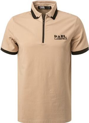 Karl Lagerfeld Herren Zip-Polo beige Baumwoll-Jersey
