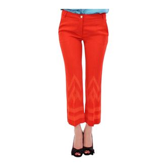 Versace Rote Gek&uuml;rzte Hose mit Einzigartigem Muster - - Trousers - Damen - Rot - S