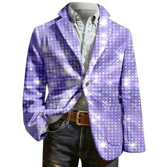 Generic Veste en velours c&ocirc;tel&eacute; pour homme avec impression &agrave; paillettes - Aspect scintillant - Blazer slim fit - Pour carnaval, f&ecirc;te, discoth&egrave;que, sc&egrave;ne - Vin