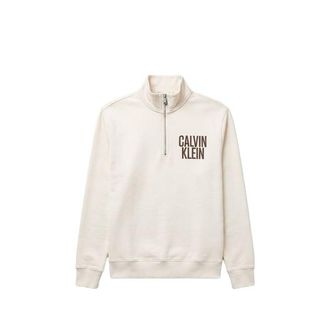 Calvin Klein Pull droit &agrave; col montant zipp&eacute; en coton m&eacute;lang&eacute;