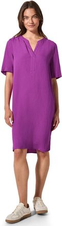 Cecil Linen_LI/CV_Solid Split Neck Dress Magenta Lacquer L