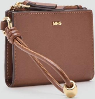 Mango Petit portefeuille avec mini perles marron moyen - Femme - Taille unique - MANGO