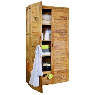 Massivmoebel24 Kleiderschrank Sheesham 96x61x200 braun ge&ouml;lt nature brown 501 - braun