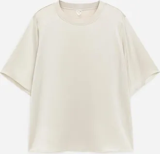 Arket T-Shirt Aus Seidensatin -Wei&szlig;