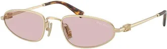 Miu Miu Womens Miu Sunglasses Pink-Gold Metal Eyewear - Pink/gold