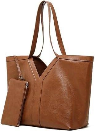 Generic Sac &agrave; bandouli&egrave;re en cuir v&eacute;ritable, grand sac fourre-tout r&eacute;tro, sac &agrave; main Hobo souple, sac &agrave; main l&eacute;ger sous les aisselles, marron, 20*10*17 CM / 7