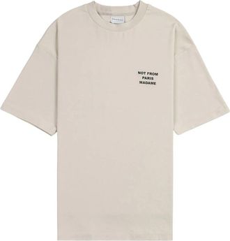 Dr&ocirc;le de Monsieur Homme, Tops, Beige, Taille: XL T-Shirt &agrave; Slogan en Coton Mastic