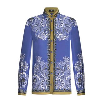 Etro Bluse aus Seide mit blauem Blumenmuster - - Blouses & Shirts - Damen - Blau - 2XS