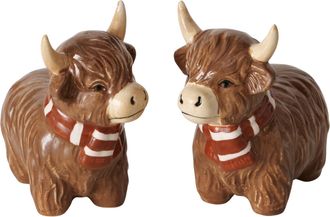 Boltze Streuer Buffy (2 TLG., Farbe Braun, aus Keramik, LxBxH: 10 x 4,5 x 9 cm, B&uuml;ffel Form, Sp&uuml;lmaschinenfest, Salz- & Pfefferstreuer, Gew&uuml;rzstreuer) 206175