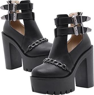 Beaupretty Femmes à Talons Épais Rivetées Chaussures Mode avec Talons Confortables Design Respirant et Antidérapant Élégantes et Durables pour Marche Prolongée