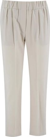 Brunello Cucinelli Femme, Pantalons, Beige, Taille: 44 FR Pantalon en serg&eacute; de coton