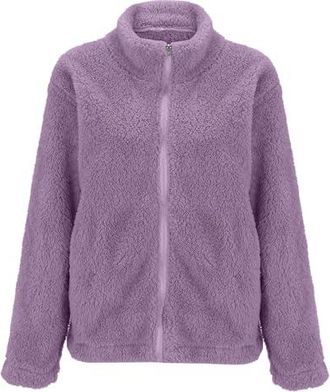 Generic Veste polaire à manches longues pour femme - Chaud - Fermeture éclair - Poche douce - Manches longues - Manteau chaud pour femme, violet, 6XL