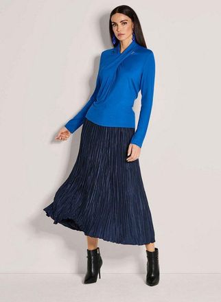 Madeleine Langarmshirt Elegantes Oberteil f&uuml;r besondere Anl&auml;sse Fantasievoller Stehkragen, flie&szlig;ender Viskose-Stretch, Langarm