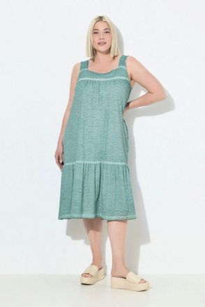 Ulla Popken Midikleid Jerseykleid cold dyed A-Linie Rundhals &auml;rmellos