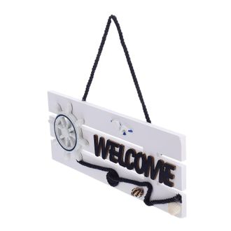 Artibetter Vintage Holz T&uuml;rschild Welcome H&auml;ngeschild in Blau wei&szlig; Rustikale Wanddeko f&uuml;r Eingang B&uuml;ro Haust&uuml;r Wetterfestes Maritime Dekor