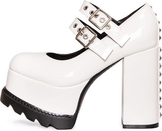 Lamoda Damen Entitled Extreme White Court Shoe, White Patent, 40 EU