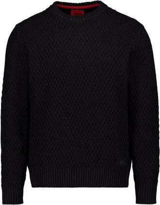 HUGO BOSS Herren Pullover schwarz Baumwolle unifarben