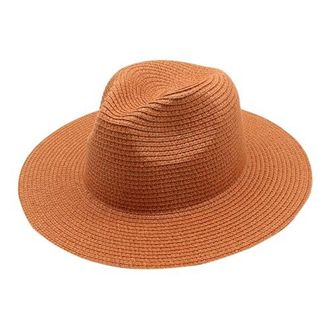 Generic Chapeau Fedora Panama unisexe pliable - Chapeau de soleil en paille réglable à large bord pour homme et femme, casquette de plage pliable pour voyage,