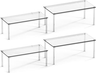 Generico Acryl-Regal, Organizer, transparent, 4 St&uuml;ck, stapelbar, f&uuml;r Gew&uuml;rzgl&auml;ser, Sch&uuml;sseln, Teller auf der Arbeitsplatte oder im Badezimmer