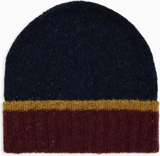 Gallo Gallo, Homme, Accessoires, Multicolore, Taille: ONE Size Bonnet c&ocirc;tel&eacute; en laine avec revers contrastant