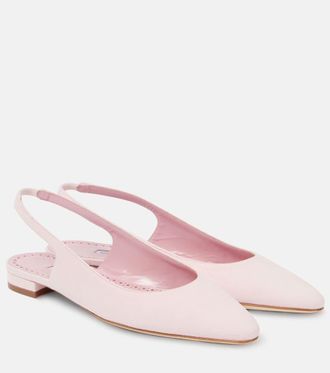Manolo Blahnik Slingback-Ballerinas Sawra 10 aus Veloursleder