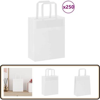 vidaXL Vidaxl - Papiertragetaschen 250 Stk. mit Henkeln Wei&szlig; 18x8x22 cm