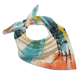 Generic Écharpe carrée en soie légère pour peinture à lhuile - Écharpe moderne pour cheveux - Respirant - Cadeau pour femme et homme, multicolore, 46x46cm