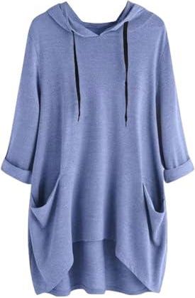 Generic Robe pull pour femme - Sweat &agrave; capuche l&eacute;ger &agrave; manches longues - Style d&eacute;contract&eacute; - Tunique ample avec poche - Robe &agrave; manches longues 2024, Bu2., 5XL