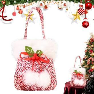 Generic Sac de Noël réutilisable - Sac de courses réutilisable | Vistaprint Sac cadeau Sac de supermarchés avec intérieur spacieux, sac de Noël avec poignée d