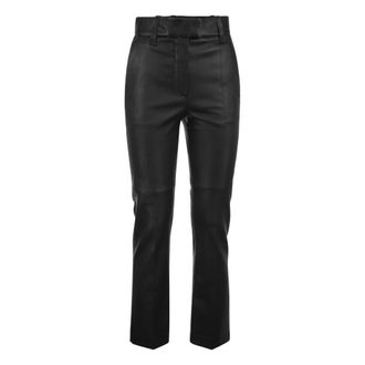 Brunello Cucinelli Femme, Pantalons, Noir, Taille: 36 FR Pantalon Cigarette en Cuir Nappa Stretch