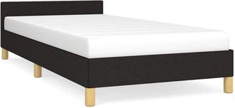 vidaXL Bettgestell mit Kopfteil ohne Matratze Schwarz 90x200 cm Stoff Vidaxl