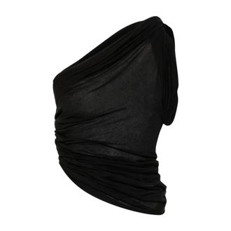 Rick Owens Femme, Tops, Noir, Taille: 38 FR Asymmetrical Twisted T-Shirt