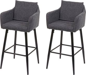 Mendler Mendler - 2x Tabouret de bar HWC-H93, tabouret de comptoir, repose-pieds métal - tissu/textile gris foncé