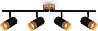 Briloner Spotlight, black, with wood, excl. 4xGU10/max.9W