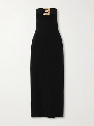 Balmain Midikleid Aus Jersey Mit Schnalle - Schwarz