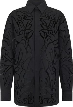 Valentino Garavani veste fleurie &agrave; d&eacute;coupes - Noir