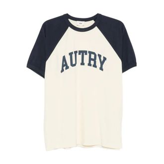 Autry Homme, Tops, Beige, Taille: S T-shirt en coton avec logo imprimé