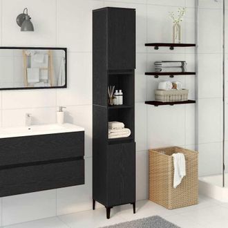 vidaXL Vidaxl - Cabinet de salle de bain avec porte Ch&ecirc;ne noir 30 x 30 x 190 cm
