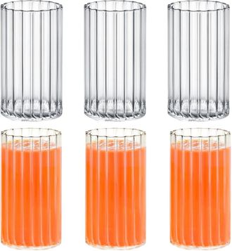 Wilmax England Wilmax - Trinkgläser aus geriffeltem Glas - - 6er Set - 250ml - Gläser für Wasser, Saft, Limonade, Tee, Eiskaffee, Cocktails - Wassergläser - Saftgläs