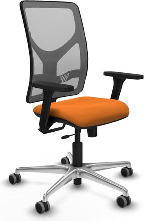 Piqueras y Crespo B&uuml;ro-Rollstuhl mit 3D-Armen, h&ouml;henverstellbare Lendenwirbelst&uuml;tze, ausgestattet mit Syncro/Translack und Schneideschaum, Grau/Orange