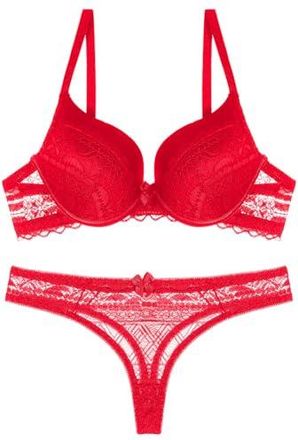 Generic Ensemble sous Vetement Femme Ensemble Lingerie Confortable Classique Bralette Brod&eacute;e Ultra-Fine - Dentelle Pure Desire, Galbe Subtil Et Touche Haut De