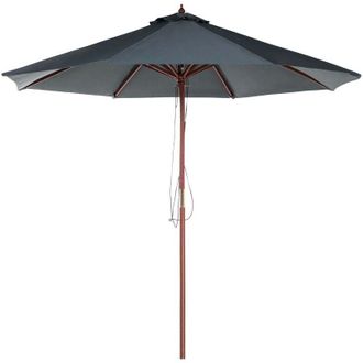 Beliani Parasol de Jardin 270 cm en Bois et Tissu Polyester Gris Fonc&eacute; R&eacute;sistant aux uv Toscana
