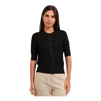 HUGO BOSS Strickjacke mit kurzen &Auml;rmeln und Knopfleiste - - Knitwear - Damen - Schwarzk - S