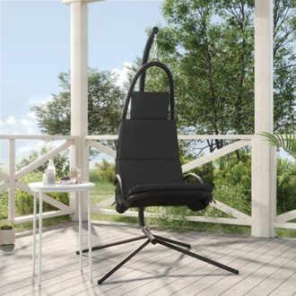 vidaXL Chaise balan&ccedil;oire jardin coussin gris fonc&eacute; tissu Oxford/acier - Vidaxl