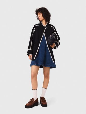 Maje Kurzer Doubleface-mantel - Marine/blanc - Maje