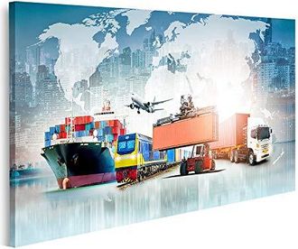 Islandburner Tableau sur Toile Entreprise Globale Logistique Import Export Fond Conteneur Cargo Navire Tra Cadre Affiche Poster Murale Tableaux