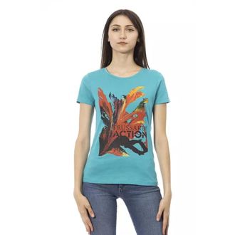Trussardi Femme, Tops, Bleu, Taille: 40 FR Élégant tee-shirt en mélange de coton bleu clair