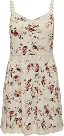 Only Onlkarmen Anne Life S/L Dress WVN Noos Robe, AOP: Rose Flower Creme Brulee Dark, 42 Femme